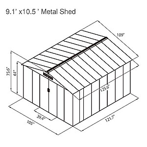 NBTiger 9.1’ x 10.5’ Large Outdoor Storage Shed, Sturdy Utility Tool Lawn Mower Equipment Organizer for Backyard Garden w/Gable Roof, Lockable Sliding Door, Vents, Floor Frame - Dark Grey