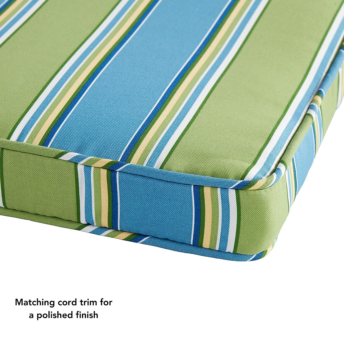 Greendale Home Fashions Outdoor 18-inch Square Reversible Seat Cushion, Belize Stripe 2 Count