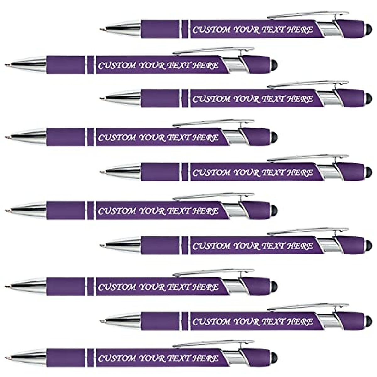 10 Pcs Personalized Pens Bulk Custom Ballpoint Pen, Engraved Pen with Name Logo Text Stylus Pens for Touch Screens Bulk-for Businesses, Office, Events, Wedding Gift for Men Women - 18 Colors