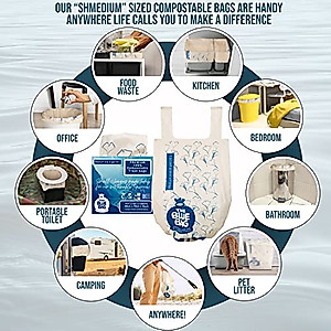 8 Gallon Compostable Trash Bags (2x Thickness @1.38mil, 50 Pack) - Plant Based Compostable Trash Bags 8 Gallon - w/Twistable Handles for Easy Tie Up