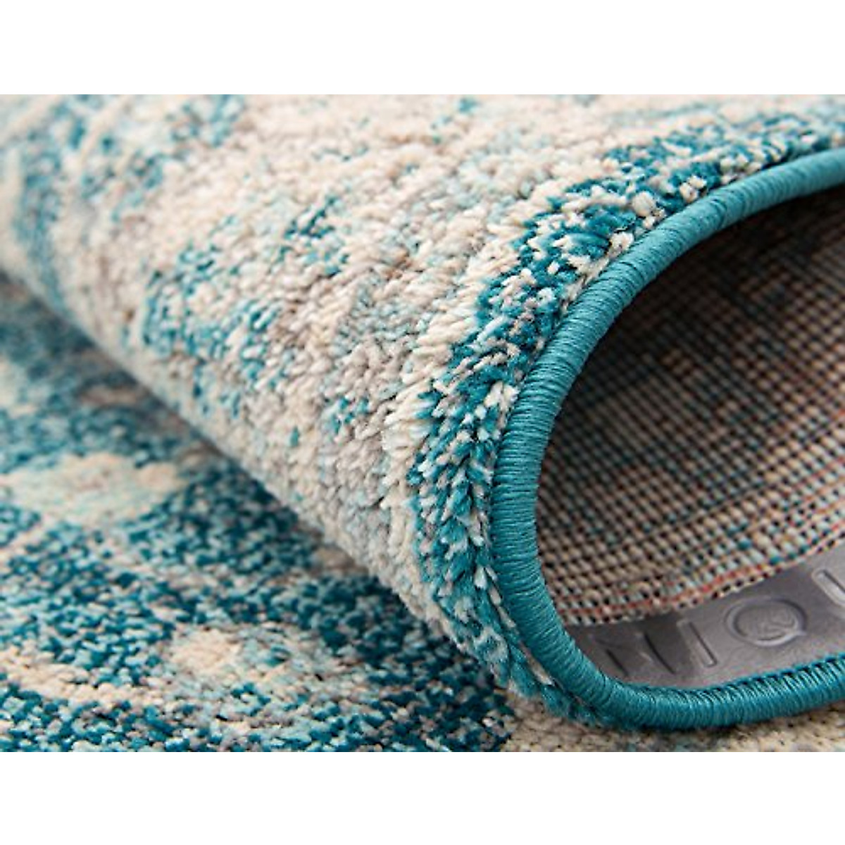 Unique Loom Penrose Collection Distressed Traditional Vintage Floral Area Rug, 2 ft 2 in x 6 ft, Turquoise/Beige