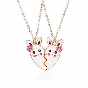 DOYYCA Easter Gifts for Girls Best Friend Necklace Magnetic Matching Bunny Friendship BFF Necklace for 2 Girls