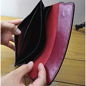 NIGEDU Women Long Wallet Genuine Cowhide Leather Cards Holder Clutch Purse Phone Bag (Wine Red)