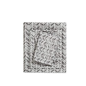 Madison Park Essentials Chevron Printed Ultra Soft 4 Piece Sheet Set, Grey, Queen