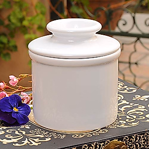 Butter Bell - The Original Butter Bell Crock by L Tremain, a Countertop French Ceramic Butter Dish Keeper for Spreadable Butter, Glossy White