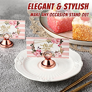 Fulmoon 24 Pcs Table Number Holders Ring-Clip Place Card Holders 1.5 Inch Steel Table Card Stand for Wedding Christmas Party Graduation Reception Restaurant Home Photo Picture Office Memo(Rose Gold)