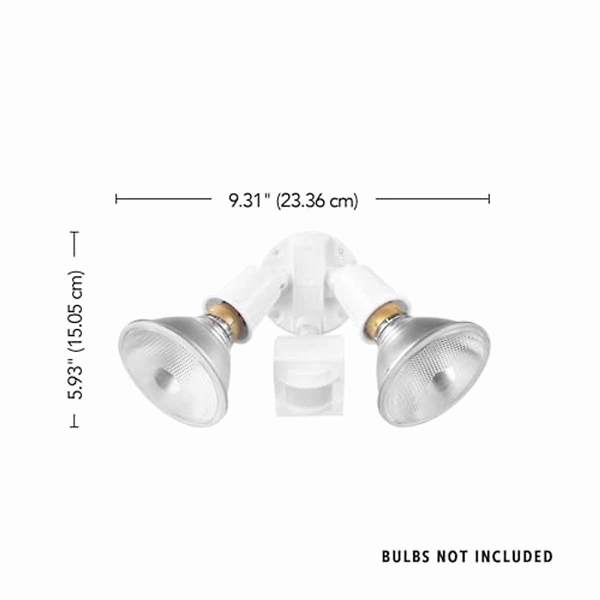 Globe Electric 17000269 110-Degree 240 W Twin Head White Hardwired Motion Sensor Security Flood Light, Spotlight, Outdoor, Outside House Lights