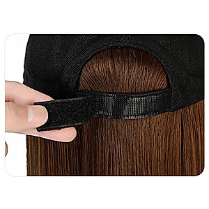 KLKKK Sythetic Short Straight hair Hat Cap Wig for Women Black Brown High Temperature Fiber Water (Color : Dark brown)