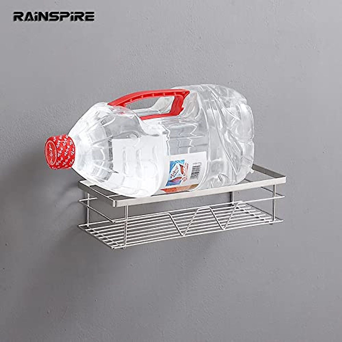 Rainspire Adhesive Shower Caddy, Large Capacity Self Adhesive Shower Shelves for Inside Shower, Shower Rack Shower Shelf for Inside Shower Stainless Steel Bathroom Shower Organizer, Middle, Silver