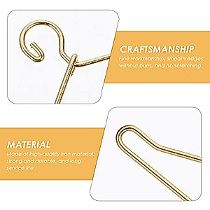 EXCEART 50Pcs Mini Clothes Hangers Metal Doll Clothes Dress Outfit Holders Wire Rack Stand for Miniature Dollhouse Gown Closets Toys Bedroom Accessories Golden 40mm