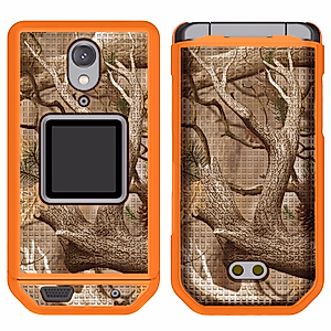 Nakedcellphone Case for CAT S22 Flip Phone, [Hunter Camouflage] Slim Hard Shell Protector Cover - Orange Camo
