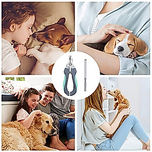 Bretheil Dog Nail Clippers Trimmer Set, Quick Safety Guard to Avoid Over-Cutting, Stainless Steel Razor Sharp Blades, Sturdy Non-Slip Handles, Storage Case and Nail File, Professional Pet Grooming