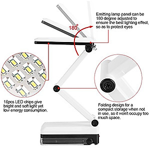 Yosoo Rechargeable Desk Lamp with USB Charger Portable Dimmable LED Table Lamp 16 LEDs Folding Light for Travel Reading Studing Home Office School
