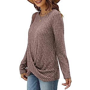 OFEEFAN Plus Size Tops for Women Dressy Fall Long Sleeve Crew Neck Light Sweaters Pink 3XL