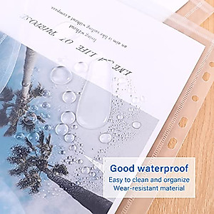 Vobou 12 Pack Plastic Envelopes Clear Binder Pocket 11 Holes Expandable Binder Folders for 2/3/4 Ring Document Pouch, Snap Button and Lable Poly Envelopes for School, Home and Office