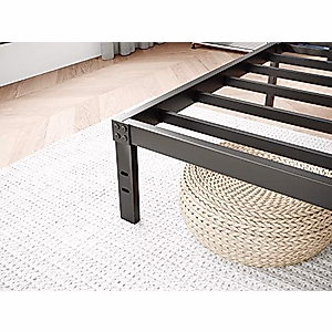 Minimalist Studio Metal Bed Frame – Heavy Duty Mattress Foundation with Anti-Slip Steel Slat Support, Durable Platform Base with Underbed Storage, Easy Assembly (King)