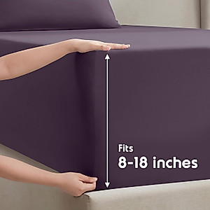 Nestl RV Short Queen Sheet Set - 4 Piece Bed Sheets for Short Queen Size Bed, Deep Pocket, Hotel Luxury, Extra Soft, Breathable and Cooling, Purple