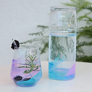 Rakle Bedside Water Carafe – 23.6oz Water Carafe and Glass – Glass Water Pitcher for Nightstand, Bedroom, Bathroom – Glass Water Carafe/Mouthwash Container for Water, Lemonade, Juice