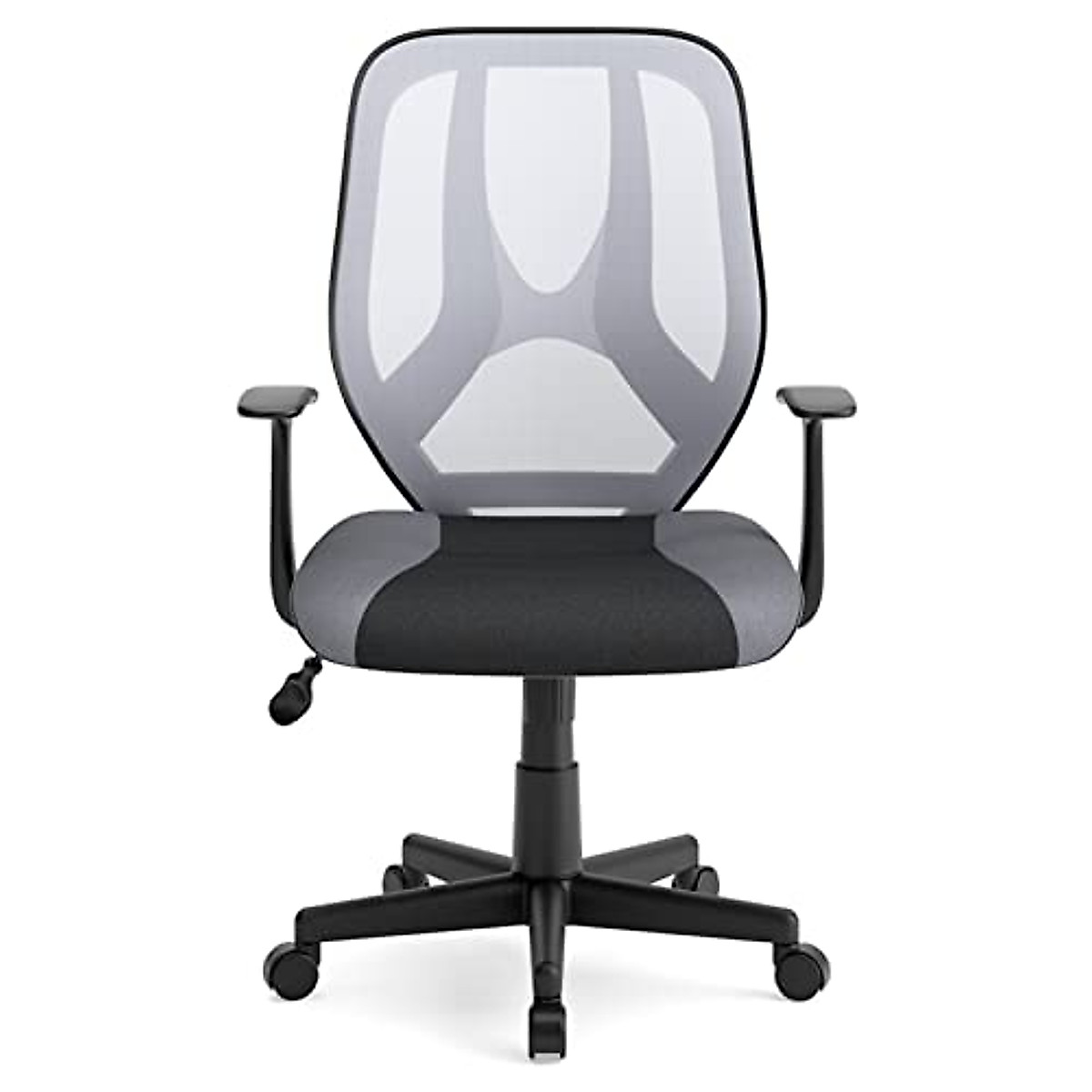 Signature Design by Ashley Beauenali Home Office Swivel Desk Chair, 25"W x 23"D x 40"H, Light Gray & Black