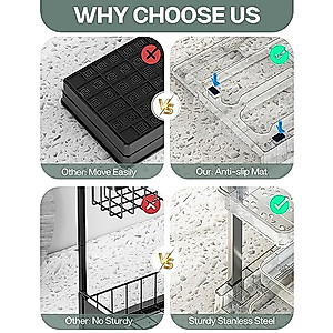 Under Sink Organizer and Storage, 2 Tier Sliding Under Sink Shelf, L Shaped Pull Out Cabinet Basket Organizer, Multi-Purpose Slide Out Organizer Rack for Bathroom, Kitchen, Clear