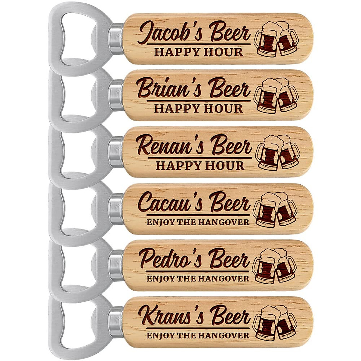 Personalized Wooden Bottle Opener Gift, Beer Gift for Him, Groomsman， Brother, Boy Friend, Father, Unique Gifts for Father's Day, Birthday, Bachelor Party, Christmas