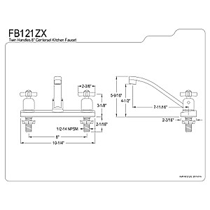 Kingston Brass FB121ZX Millennium 8" Centerset Kitchen Faucet, Polished Chrome