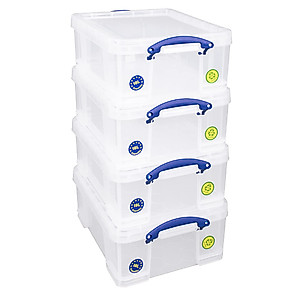 Really Useful Storage Box Plastic Lightweight Robust Stackable 18 Litre W390Xd480Xh200Mm Clear - Ref 18C