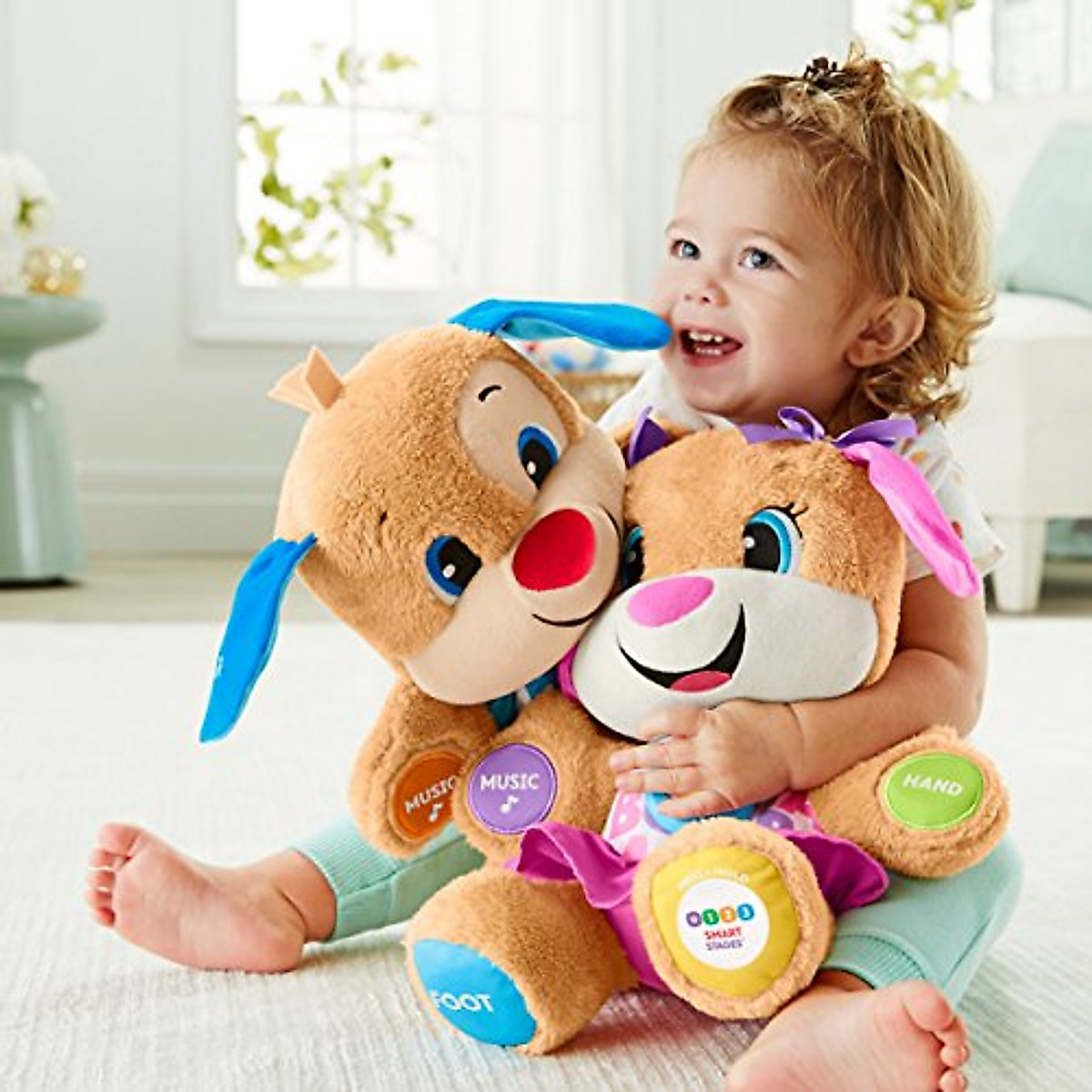 Fisher-Price Laugh & Learn Baby & Toddler Toy Smart Stages Sis Interactive Plush Dog With Music Lights & Learning Content For Ages 6+ Months