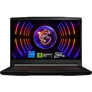 MSI Thin GF63 15.6" 144Hz Gaming Laptop: Intel Core i7-12650H, NVIDIA GeForce RTX 4050, 32GB DDR4, 1TB NVMe SSD, Type-C, Cooler Boost 5, Win11 Home: Black 12VE-066US