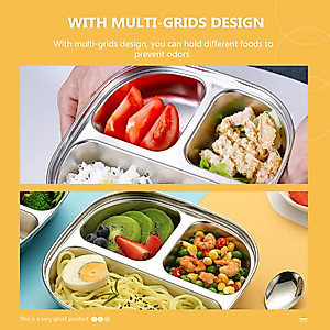 2 Pack Stainless Steel Divided Plate Small Child Plate with 3-Compartment, Portion Control Serving Platter, Mess Food Sectioned Tray for Dinner, Lunch, Cafeteria, Kids 6 inches