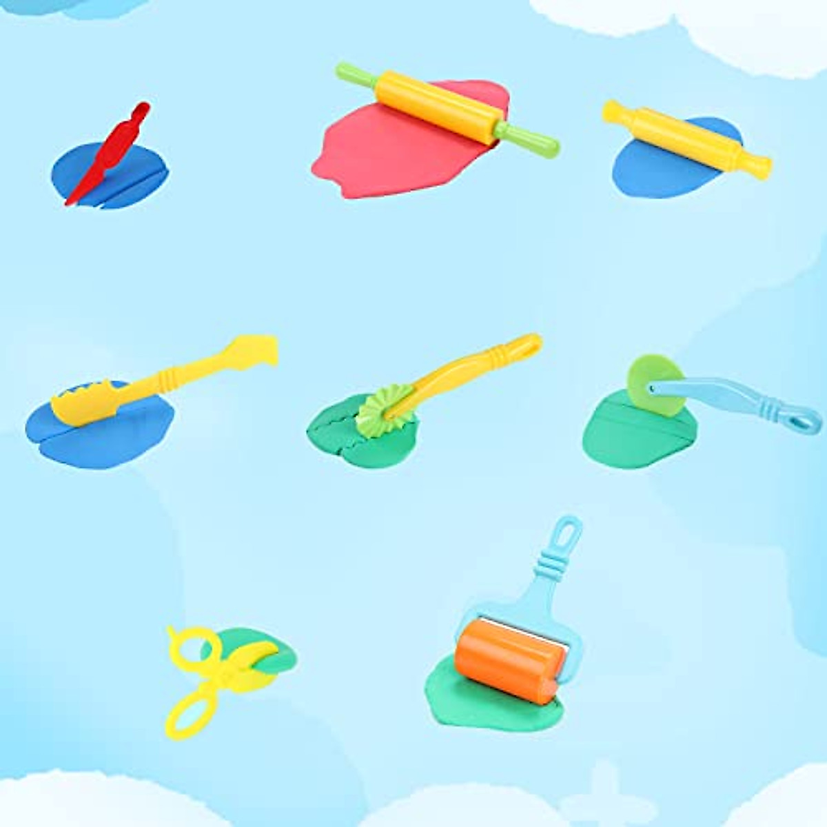 Oun Nana Playdough Tools 53 PCS Dough Tools Kits for Kids, Playdough Accessories Various Shape Molds, Animal, Dinosaur, Stamps, Scissors, Extruder, Cutters, Rollers, Dough Mat with Storage Bag