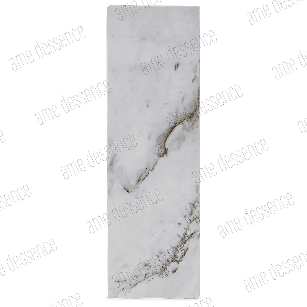 AME D'ESSENCE 20 3/4" x 6 1/4" White Shadow Faux Marble Melamine Serving Board for Meat, Cheese, Vegetables, Bread, and Charcuterie - Decorative Serving Board for Kitchen and Dining Room