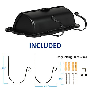 Cast Aluminum Metal Decorative Mailbox with Newspaper Hooks, Easy to Install Wall Mount, Rustproof, Heavy Duty, Hummingbird Horizontal Mail Box for Outside Porch - 17” x 5” x 12.75” (White)