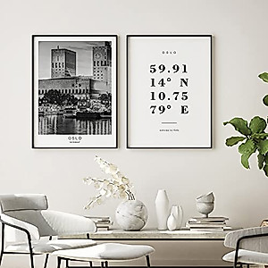 Dear Mapper Oslo Norway View Abstract Road Modern Map Art Minimalist Painting Black and White Canvas Line Art Print Poster Art Print Poster Home Decor (Set of 3 Unframed) (12x16inch)
