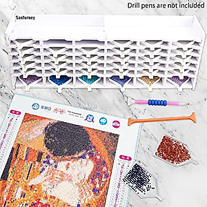 Sanfurney 36 Slots Diamond Painting Tray Tower Organizer with Drill Pen Holder, Multi-Boat Plates Storage Rack, Diamond Painting Accessories Kits, Gift for Adults DIY Craft Arts (36 Trays Included)