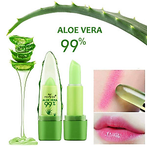 2 Pack Aloe Vera Lipstick, LemonSac Long Lasting Nutritious Lip Balm Lips Moisturizer Magic Temperature Color Changing Lip Gloss (2Pcs)