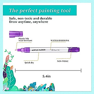 YIXUETANGYISHU 24 Colors Acrylic Paint Pens for Rock Painting, 0.7mm Extra Fine Tip, Art Supplies for Painting on Metal, Canvas, Rock, Ceramic Surfaces, Mugs, Glass, Wood, and Fabric