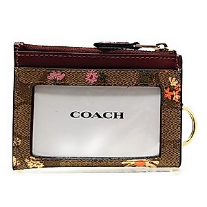 COACH Women's Mini Skinny ID Case (Signature Canvas - Wildflower Print - Khaki)