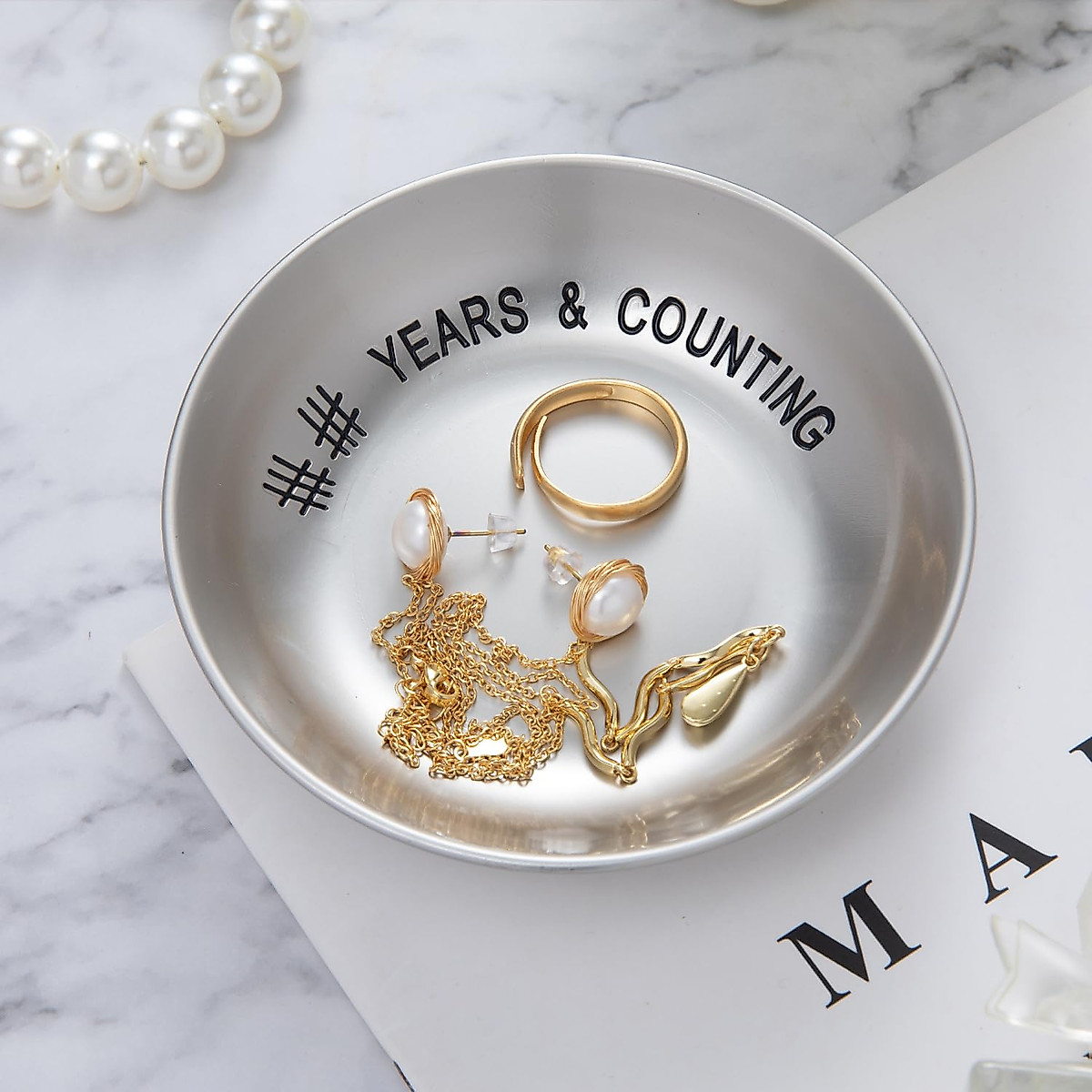 Quany Life 10 Year Anniversary Tin for Her Him - Wedding Tin Jewelry Ring Holder Dish, 10 Year Anniversary Tin Gifts for Wife, Couple, Parents, Friend Her Him