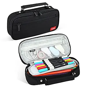 iSuperb Portable Big Pencil Case Large Capacity Pencil Pouch Compartments Pen Bag Zipper Stationery Organizers Bags Makeup Cosmetic Bag for Women