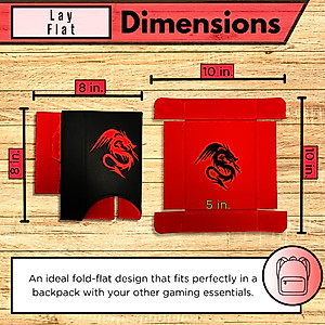 Luck Lab Folding Dice Tower and Dice Tray for RPG Table Top Gaming - Black/Red - Dragon Design