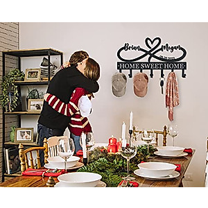 EXUNART Personalized Key Holder for Wall, Infinity Key Hooks, Coat Rack, Key Rack for Wall, Custom Name Rack, Decoration Hook, Decorative Metal Sign Key Hanger Home Decor for Wall .Wedding Gift