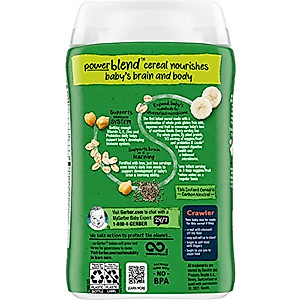 Gerber Organic for Baby Power Blend Probiotic Cereal, Oatmeal Chickpea Banana & Chia Cereal, Organic & Non-GMO Baby Cereal, 8-Ounce Canister (Pack of 3)