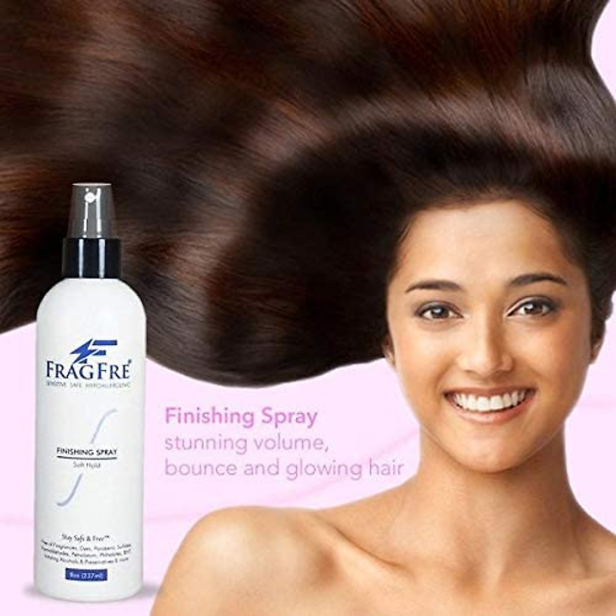 FRAGFRE Hair Finishing Spray 8 oz - Flexible Soft Hold - Hair Spray for Sensitive Skin - Fragrance Free Hypoallergenic Parabens Free - Non Irritating Quick Dry Denatured Alcohol - Gluten Free Vegan