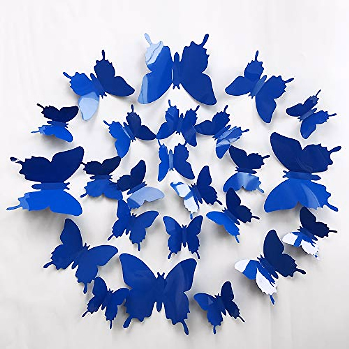 3D Royal Blue Butterfly Wall Stickers 24 pcs Removable Mural Stickers Wall Stickers Decal for Home and Room Decoration Kids Room Bedroom Decor Living Room Sticker (Dark Blue)