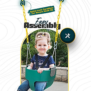 Toddler Bucket Swing Seat - Patent Pending & Exclusive Safety Harness - High Back Full Bucket Toddler Swing Seat w/Heavy-Duty Plastic-Coated Chains - Safari Products USA