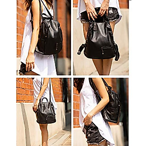 JeHouze Women Real Leather Shoulder Purse Backpack Antitheft Convertible Ladies Bag