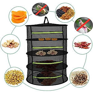 Eamecl Drying Rack Plant Net Premium Mesh Tents Dryer kit Hanging Clothes Net Folding Nylon Netting Collapsible Mesh Food Dehydrator Receive Storage Carrying Bag 4-Layer 2ft