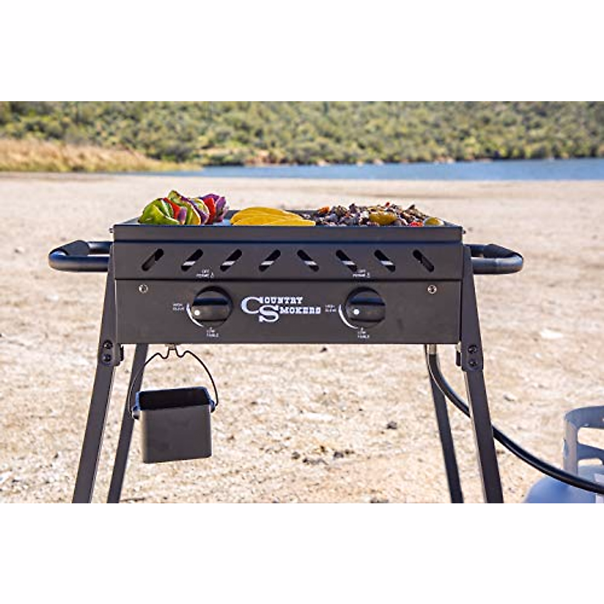 Country Smokers CSGDL0370 Horizon Series, Plains 2-Burner Portable Gas Griddle, Black