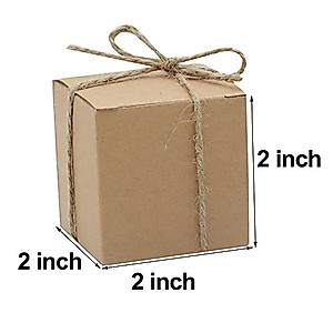 Amajoy 50pcs Kraft Favor Boxes with 50pcs Twine, Rustic Kraft Paper Candy Box for Wedding Favor Baby Shower Favor